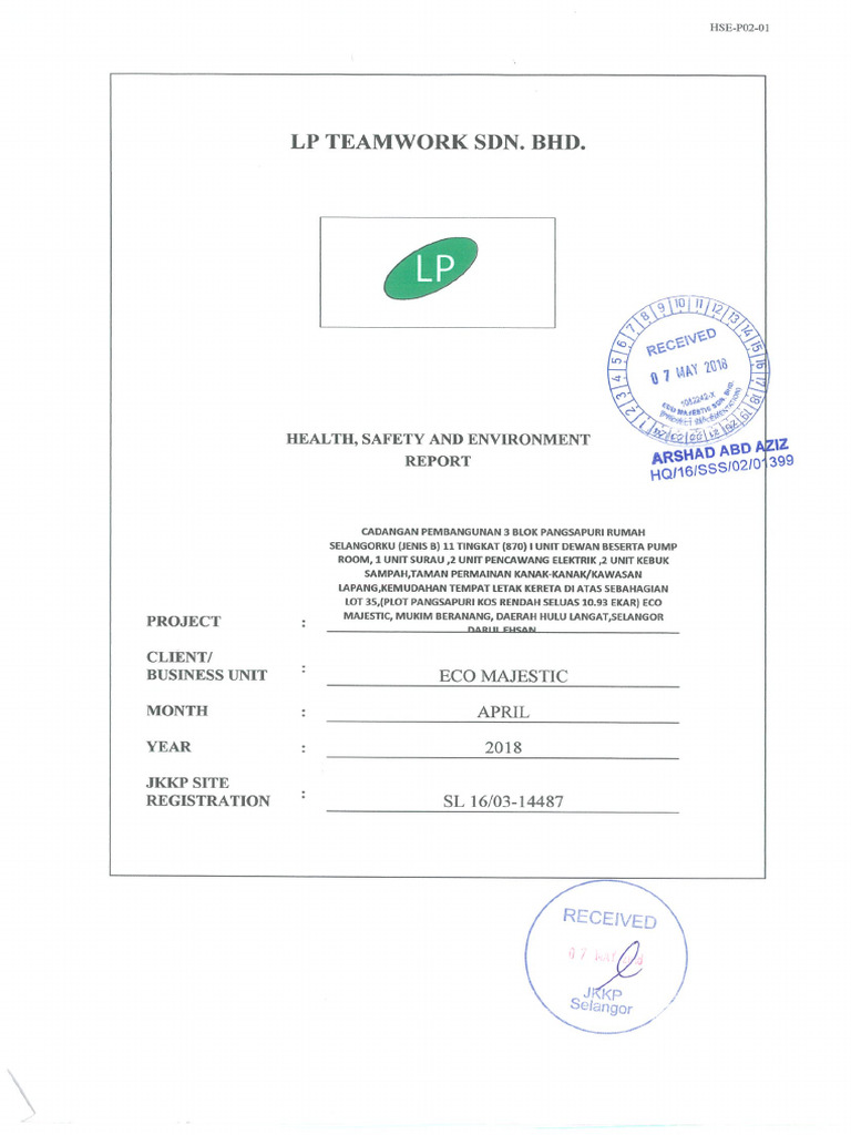 HSE MONTHLY REPORT LP Teamwork - April 2018 | PDF