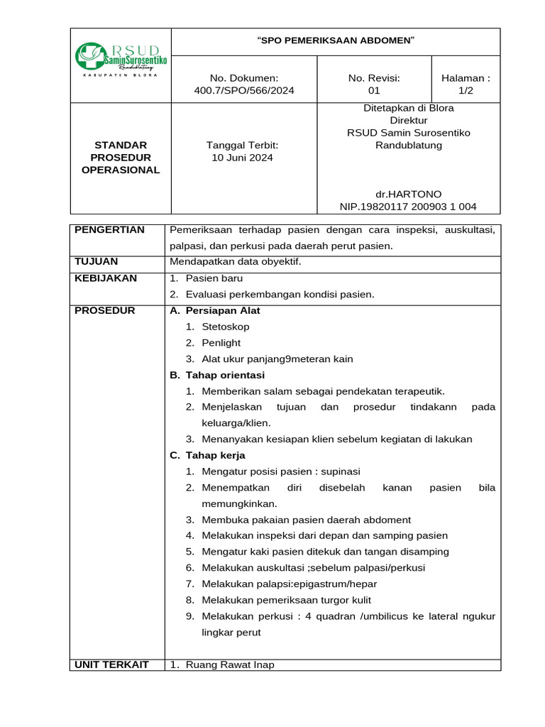 (Edit) Spo Pemeriksaan Abdomen | PDF