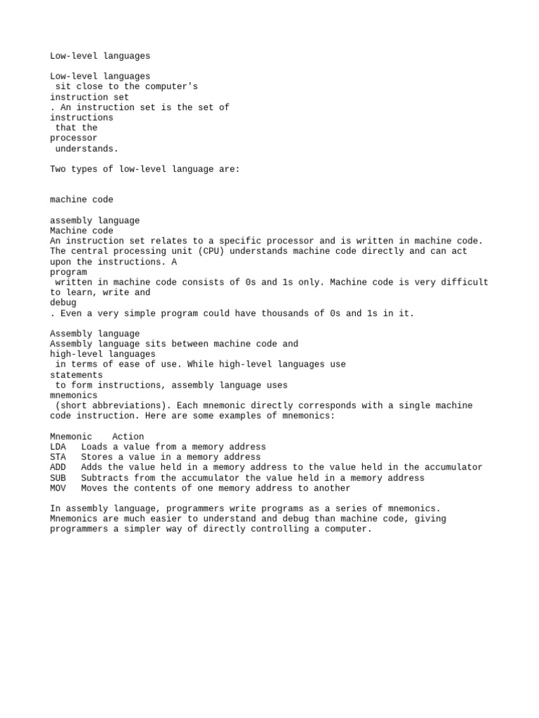 Low-level languages | PDF