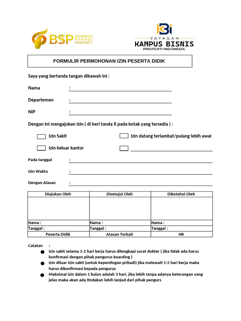 Formulir Izin | PDF