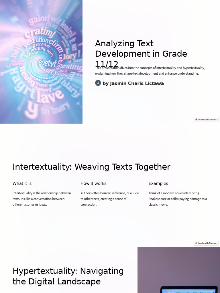 Analyzing Text Development in Grade 1112 | PDF | Intertextuality | Hypertext