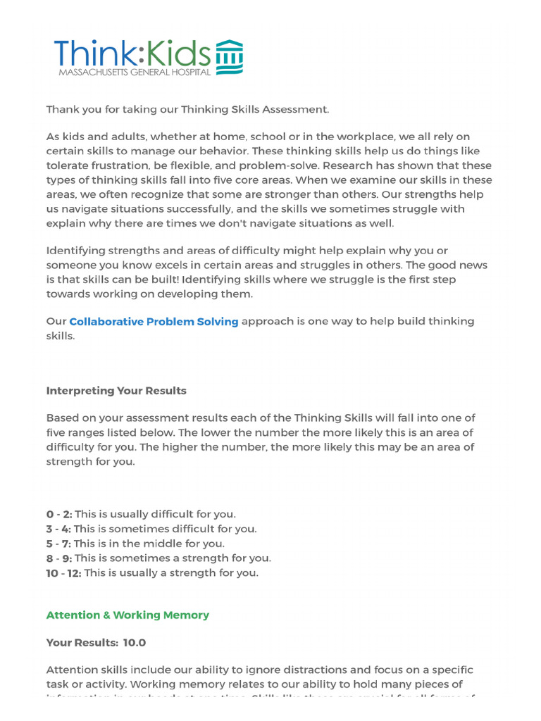 Thinking Skills Assessment | PDF