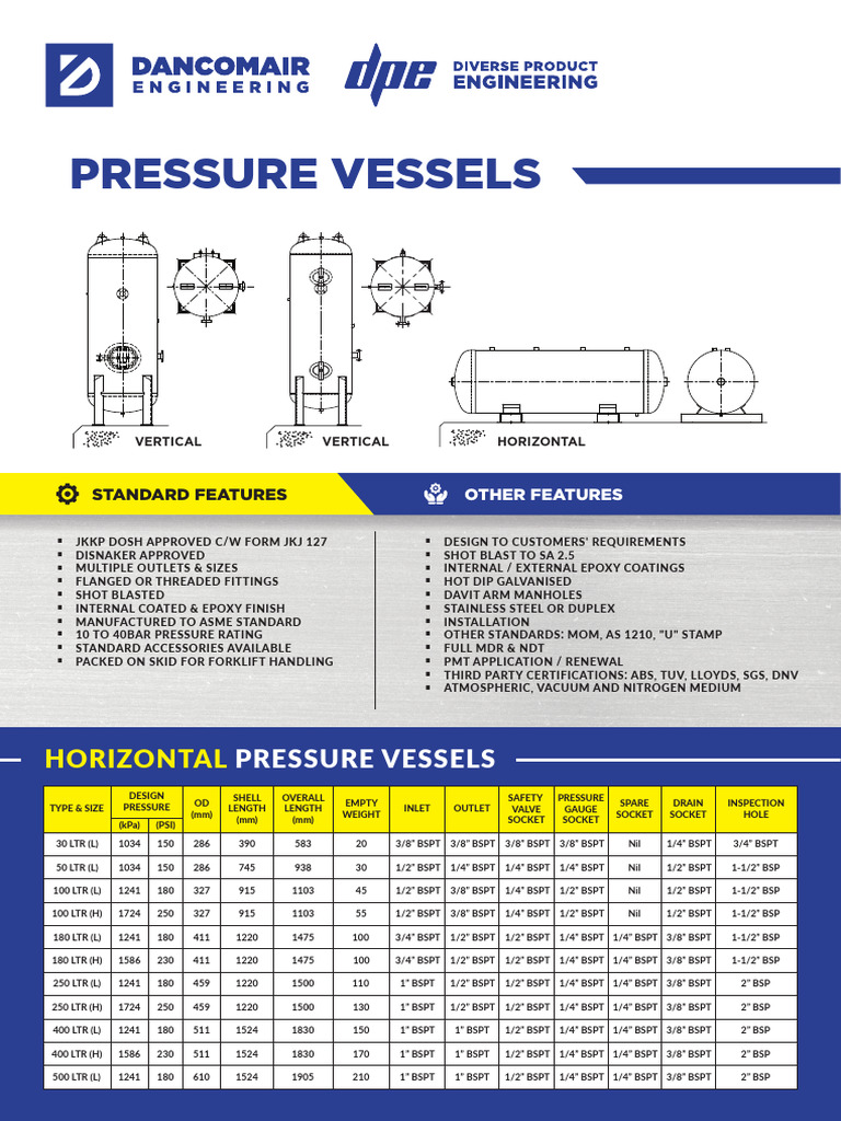 Brochure Pressure Vessels | PDF | Pressure | Plumbing