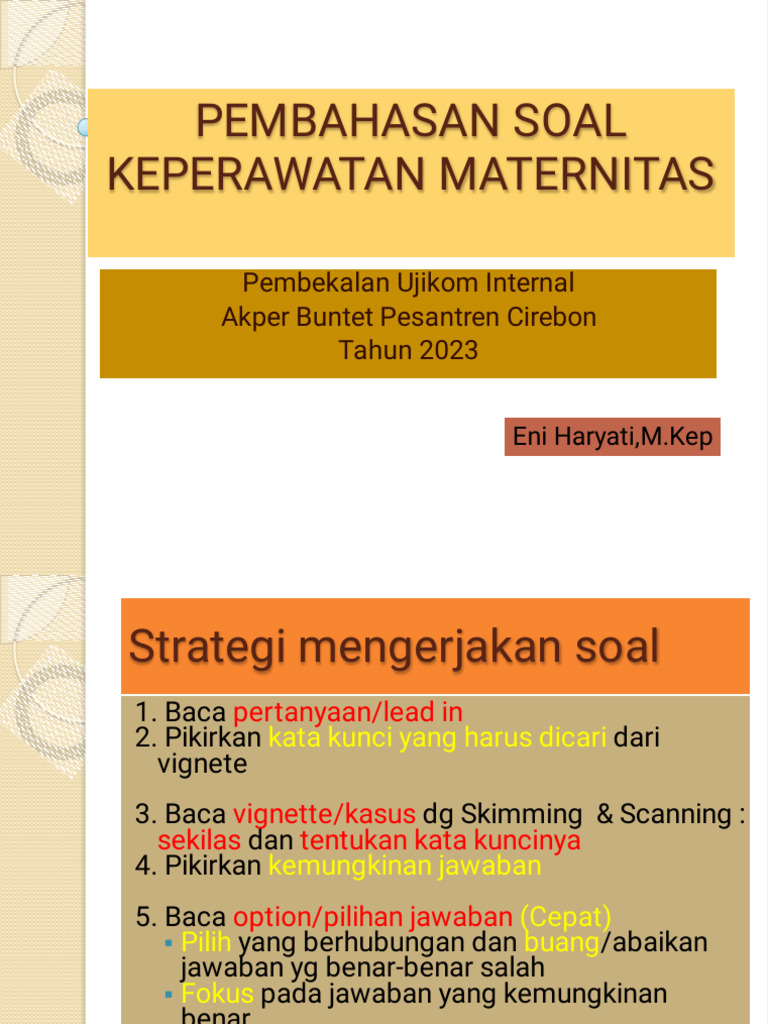 Pembahasan Soal Maternitas 2023 | PDF
