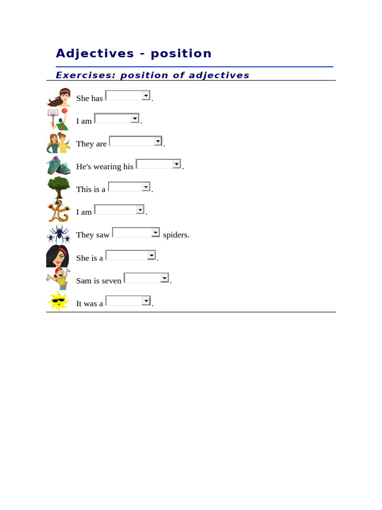 Adjectives position KIDS | PDF