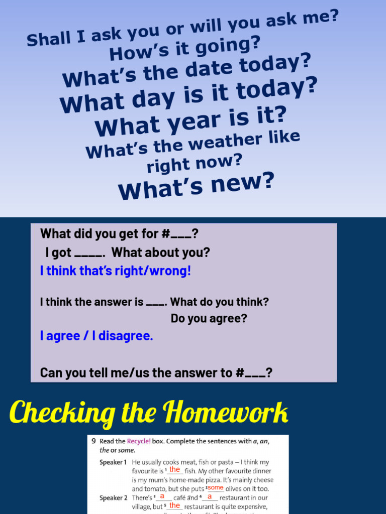 Homework Check and Conversation Prompts | PDF