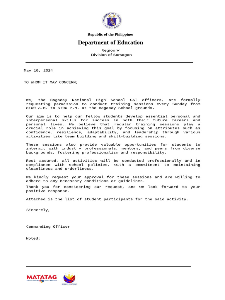 Request for Sunday Training Sessions | PDF
