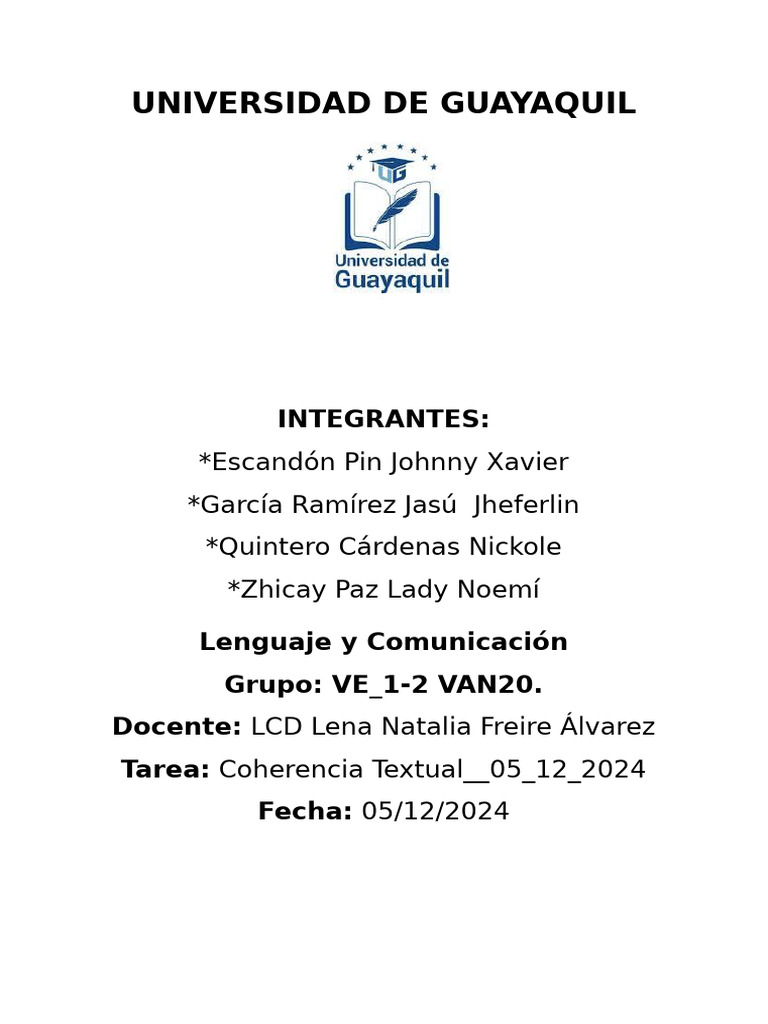 U3 LyC Tarea Texto Coherencia y Cohesión - Grupo4-3 | PDF