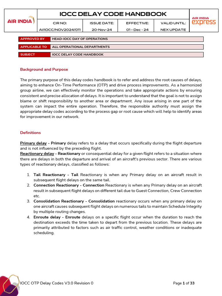 Group Harmonized IOCC Delay Codes Handbook - V3.0 Rev0 | PDF | Airport ...