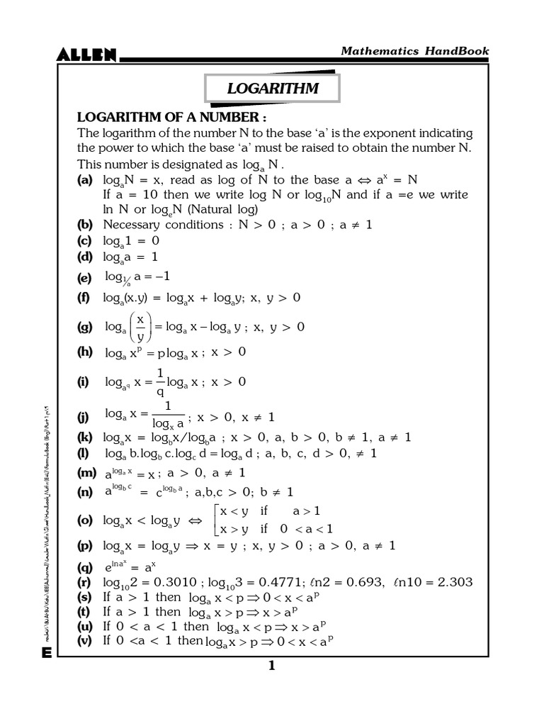Log and Trigo Formulaes123123 | PDF | Arithmetic | Elementary Mathematics