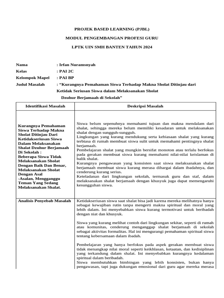 PROJEK BASED LEARNING modul 6 | PDF
