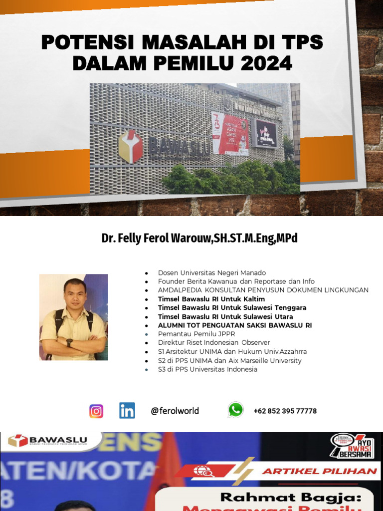 Materi Narsum Bawaslu Sultra TOT Saksi Potensi Masalah Di TPS by Ferol . | PDF