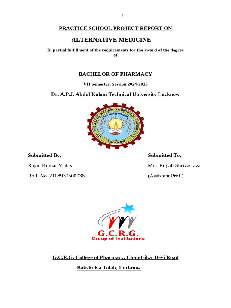 Alternative Medicine Project Report | PDF | Traditional Chinese ...