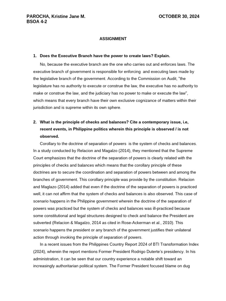 Assignment legal | PDF | Separation Of Powers | Crimes