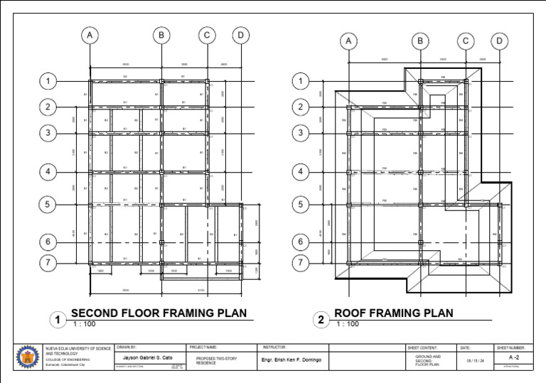 Structural Plan Second and Roof Plan | PDF