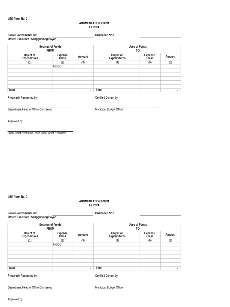 LBP Augmentation Form | PDF | Government | Governance