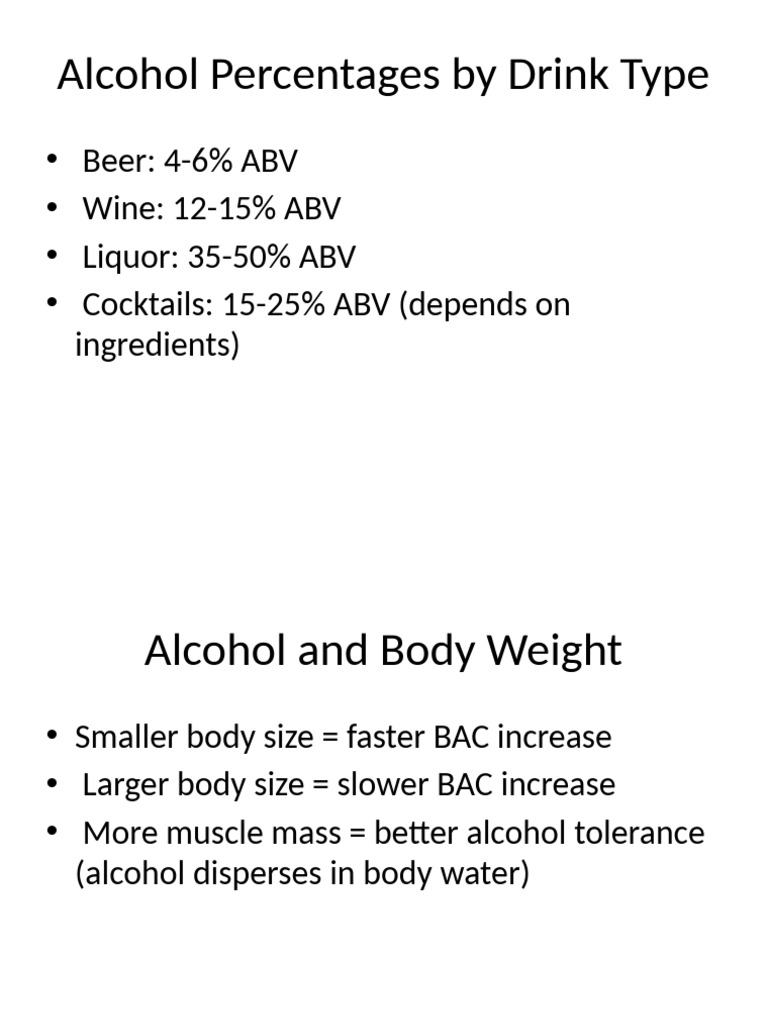 Blood Alcohol Levels and Effects Presentation | PDF