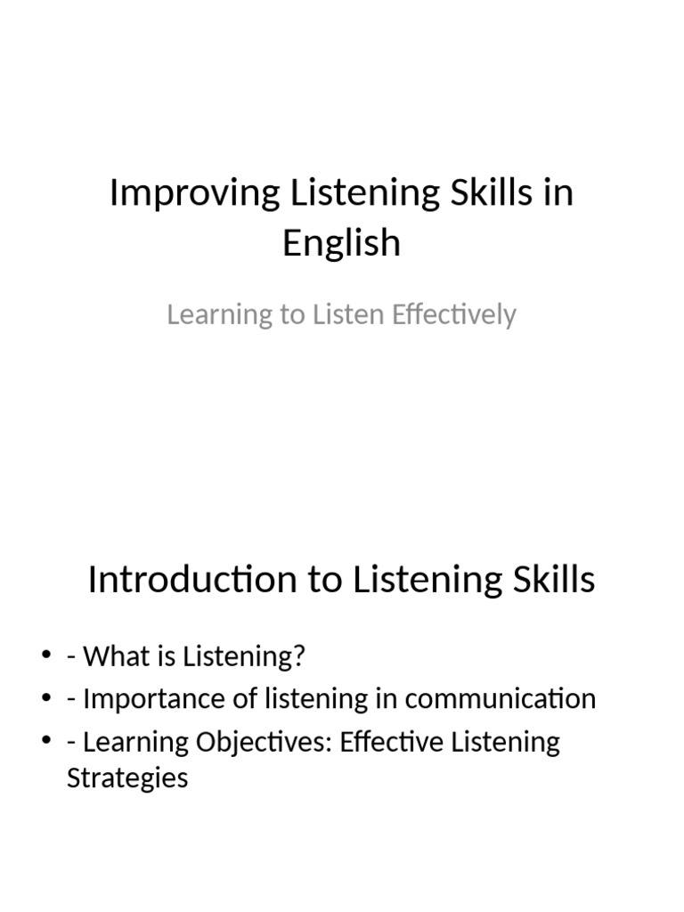 Listening Skills Presentation | PDF