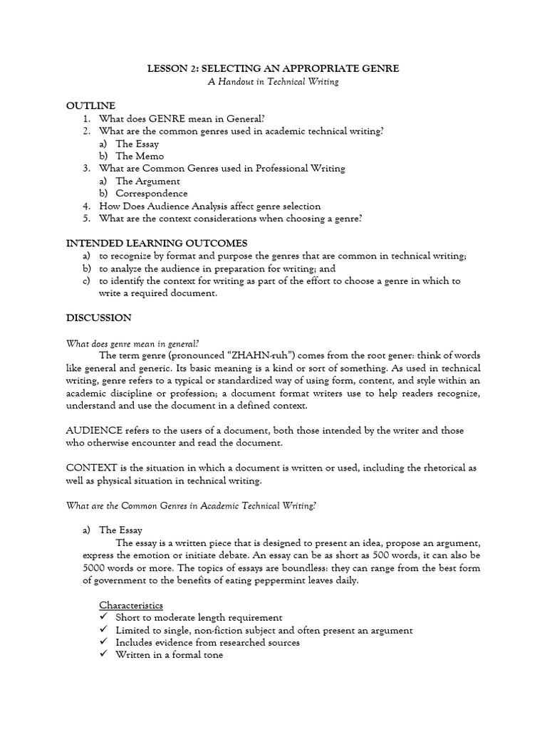 Selecting Appropriate Genre | PDF | Genre | Essays