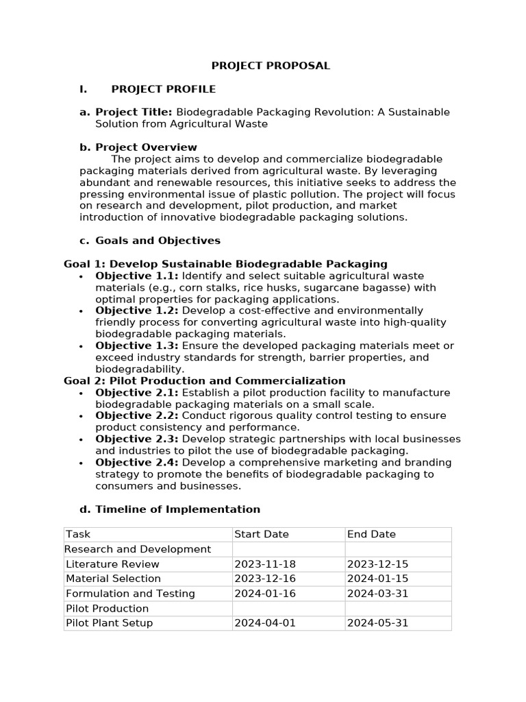 Sample Project Proposal | PDF | Biodegradation | Waste