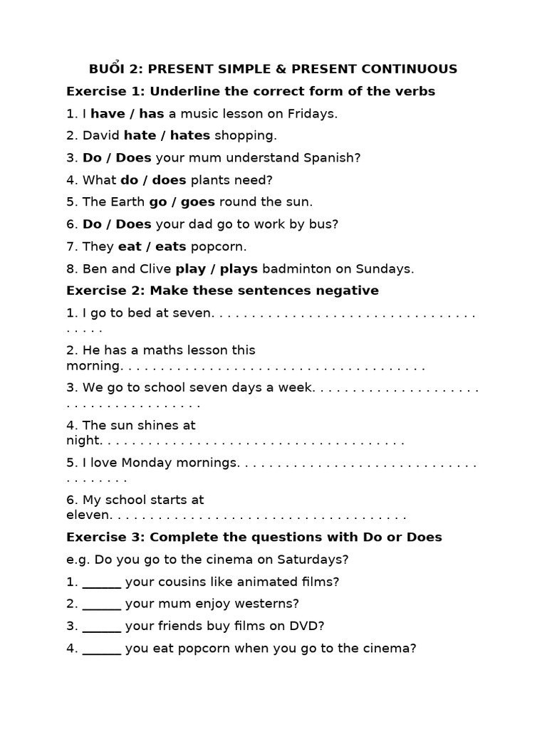 Present simple & Present continous | PDF