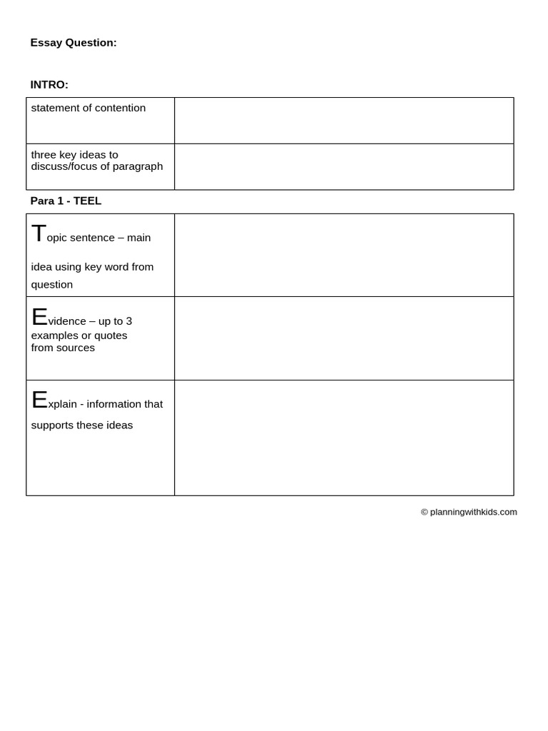 Teel Essay Structure Word Doc Pdf