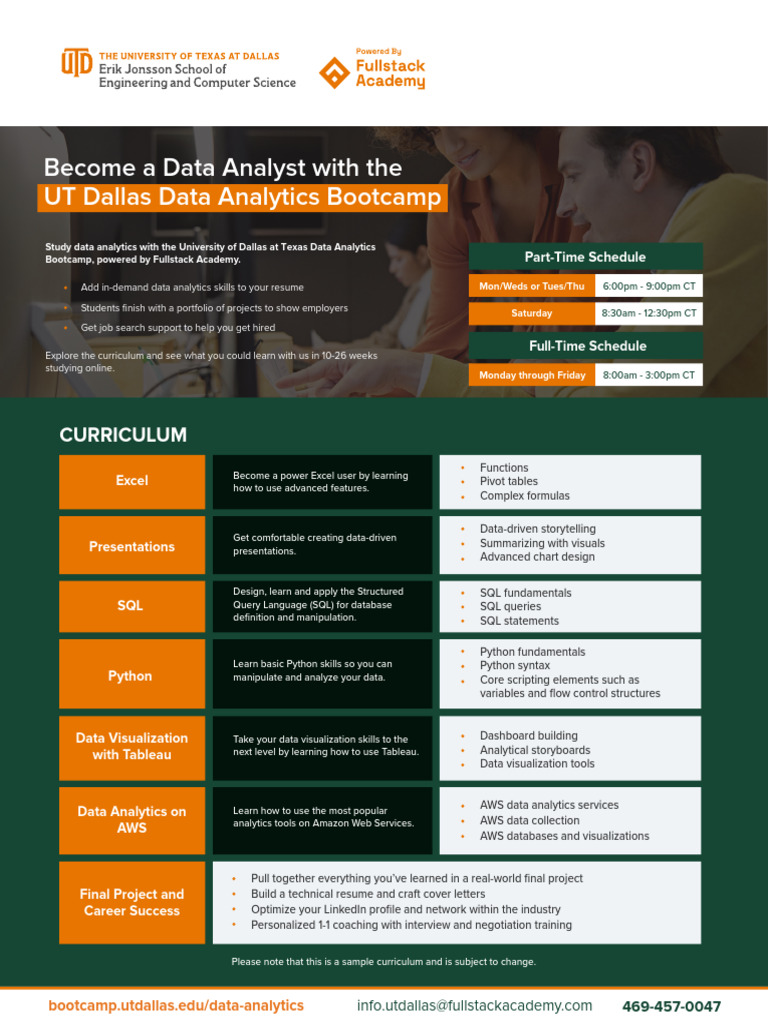 UTD Data Analytics Bootcamp Syllabus | PDF | Sql | Data Analysis