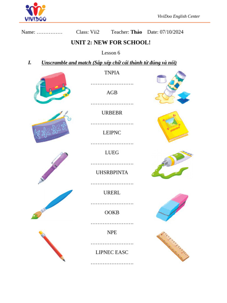 07.10-VII2-AS1-U2-L6-THAO-6 BẢN 2 MẶT | PDF