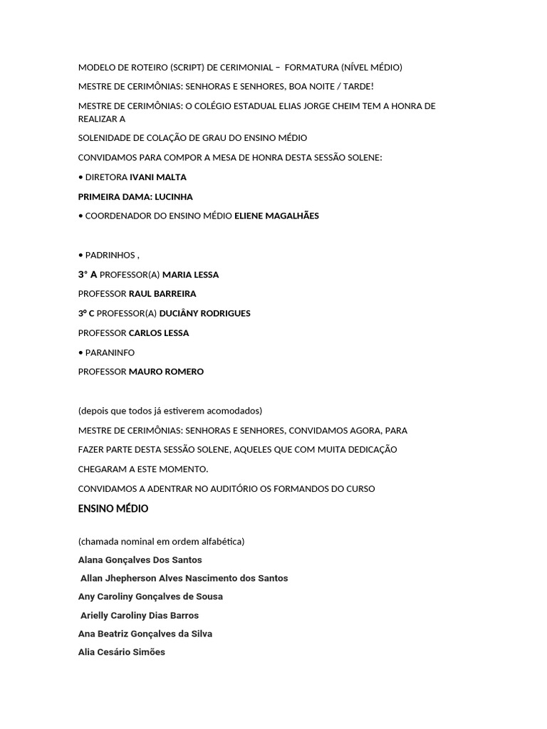 MODELO DE ROTEIRO | PDF