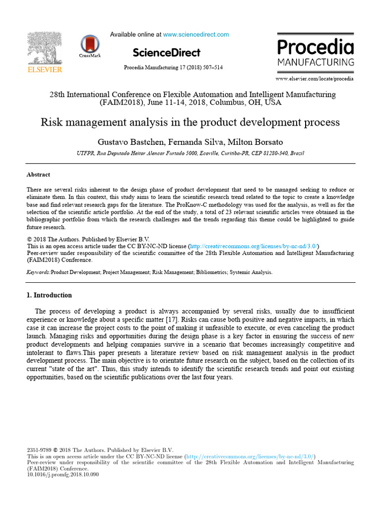 1-s2.0-S2351978918312071-main | PDF | Risk | Risk Management