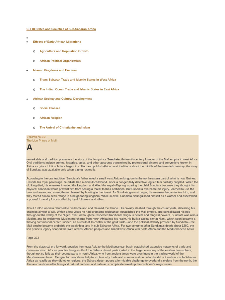 Sub-Saharan Africa: Migrations and Empires | PDF | Africa | West Africa