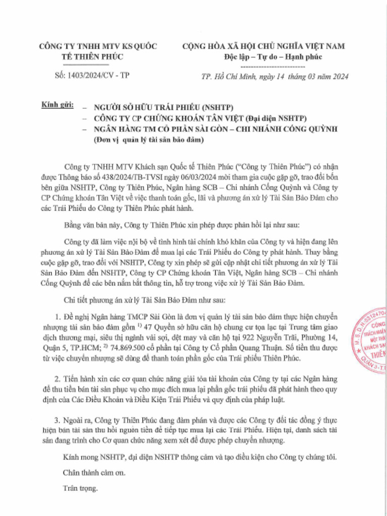 2024.03.14 - TP - CV 1403 Phan Hoi CV 438 | PDF