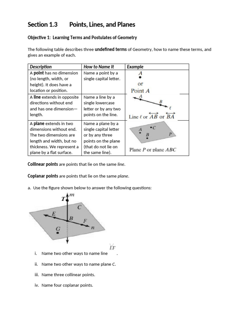 Sec 1.3 Geom | PDF | Line (Geometry) | Elementary Geometry