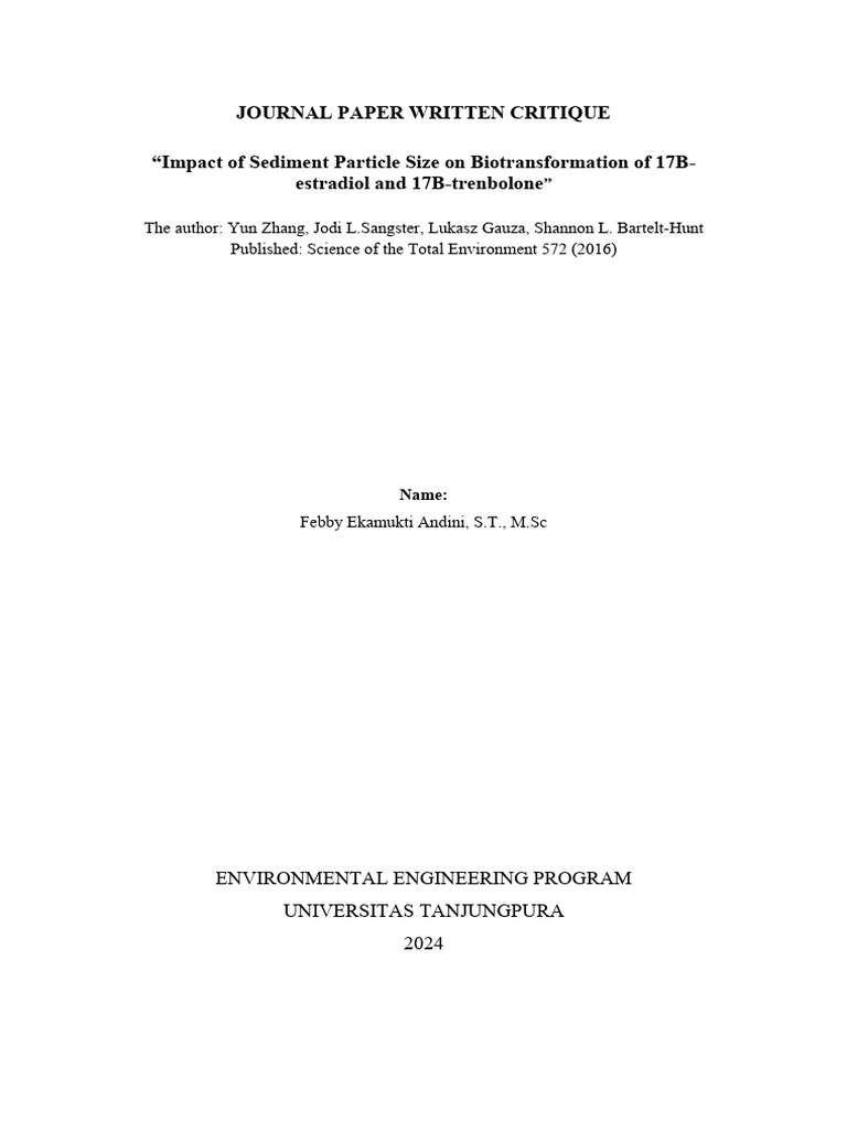 Journal Paper Written Critique "Impact of Sediment Particle Size On ...