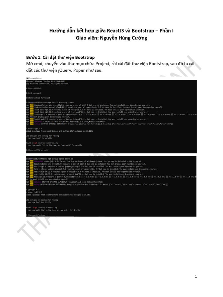 Huong Dan Ket Hop Giua ReactJS Va Bootstrap - Phan I | PDF