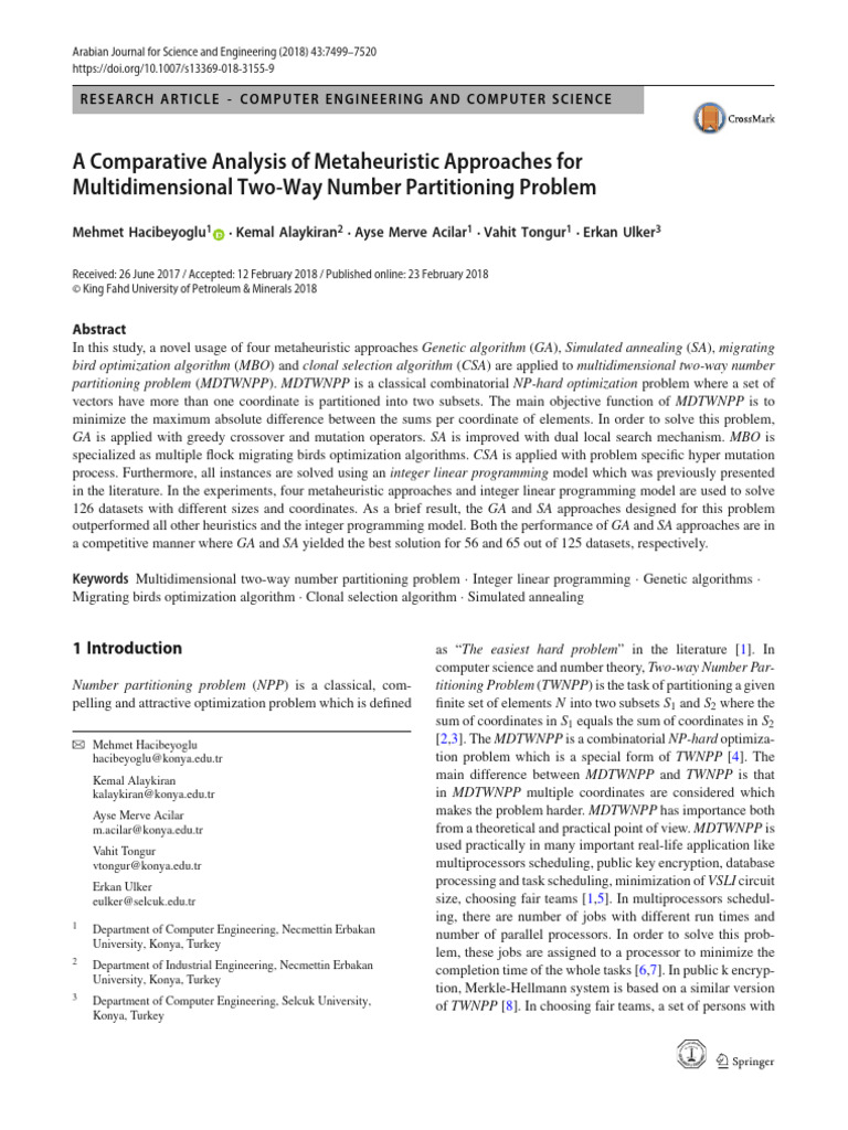 A Comparative Analysis of Metaheuristic Approaches For Multidimensional Two-Way Number ...