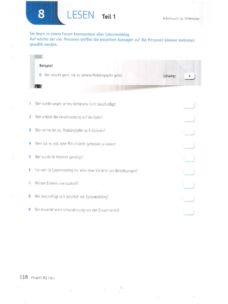 Goethe Sample Test - B2 - PT - Test 8 | PDF