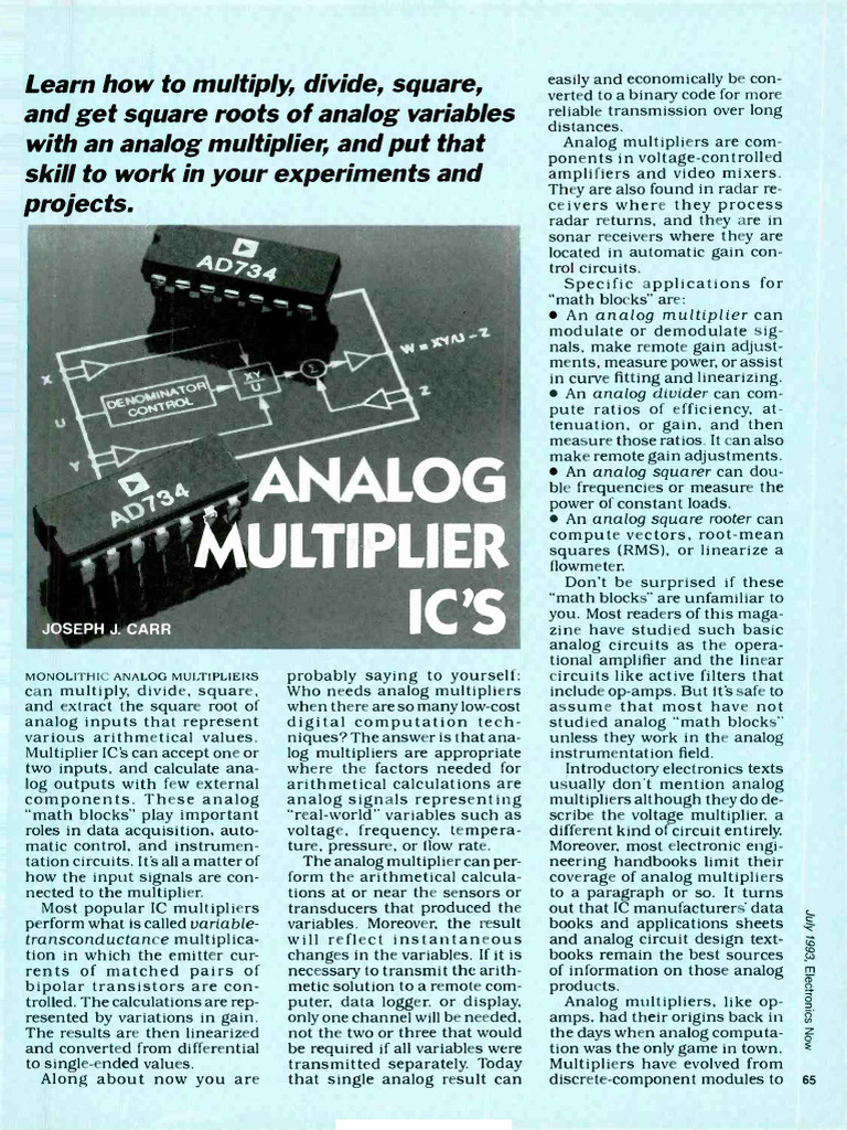 Analog Multiplier ICs | PDF | Operational Amplifier | Analogue Electronics