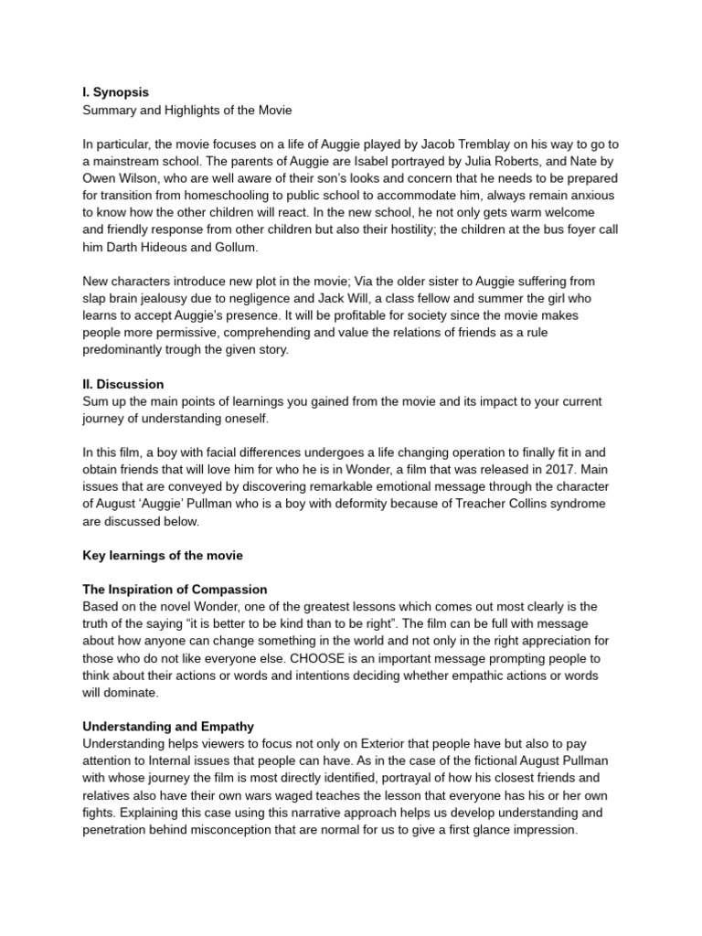 WONDER | PDF | Empathy | Bullying