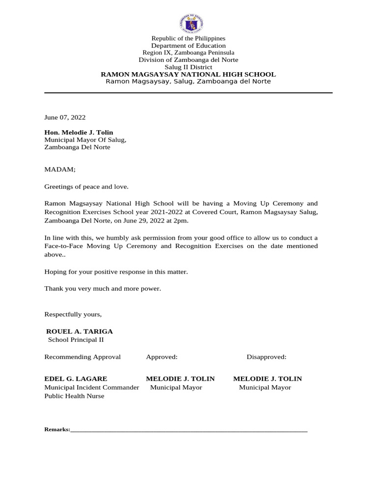 Letter Requesst for Moving up Cer & Recog | PDF