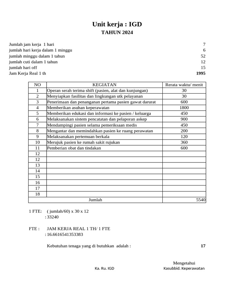 Analisis Beban Kerja IGD 2024 | PDF