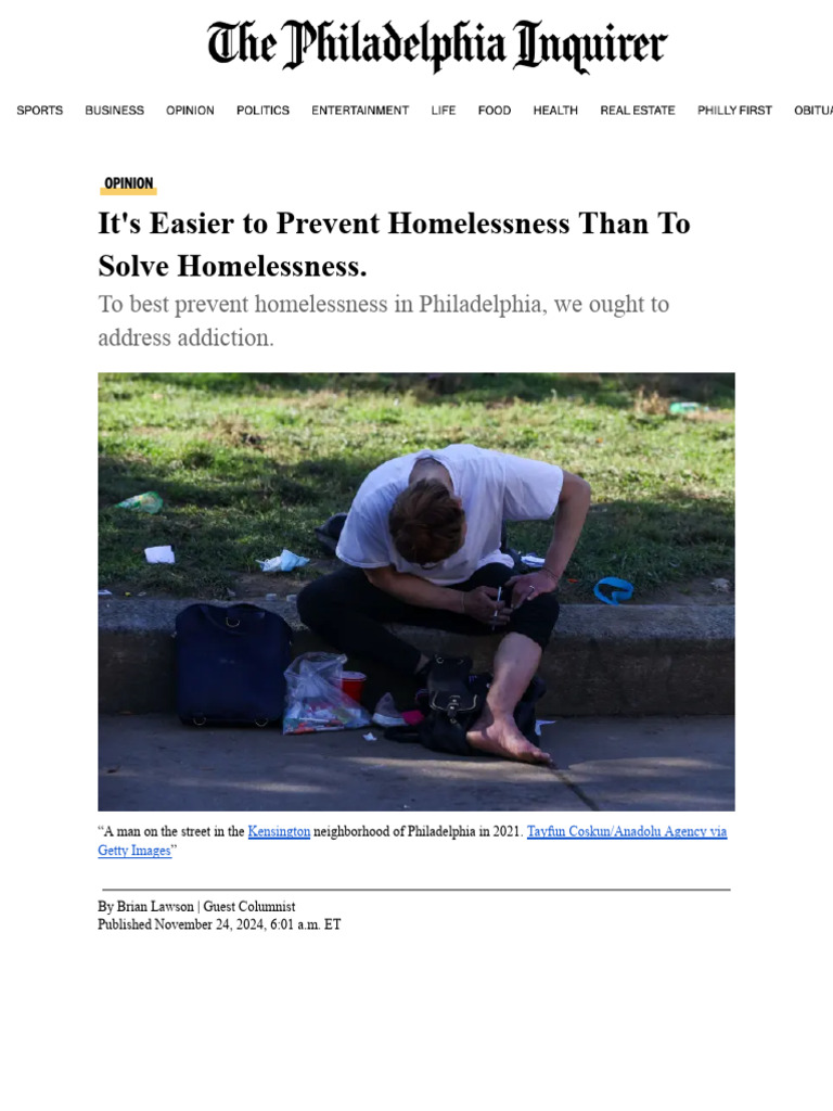 Preventing Addiction To Prevent Homelessness in Philadelphia | PDF ...