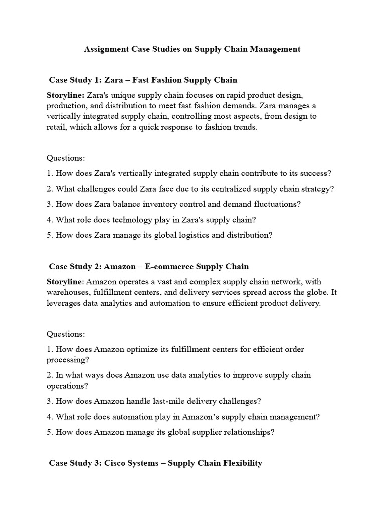 Supply Chain Case Studies for Students | PDF | Supply Chain | Supply Chain Management
