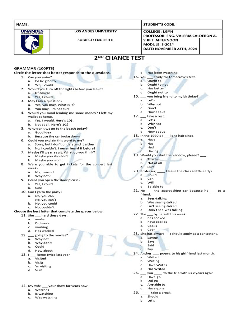 2ND CHANCE TEST-I-G-IDI II (T)-MOD 6-SEM II-24 | PDF