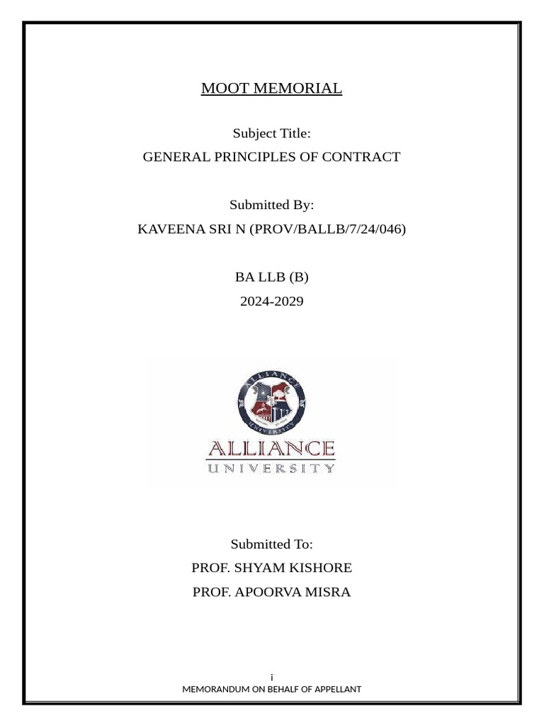 APPELANT MOOT MEMORIAL | PDF | Damages | Liquidated Damages