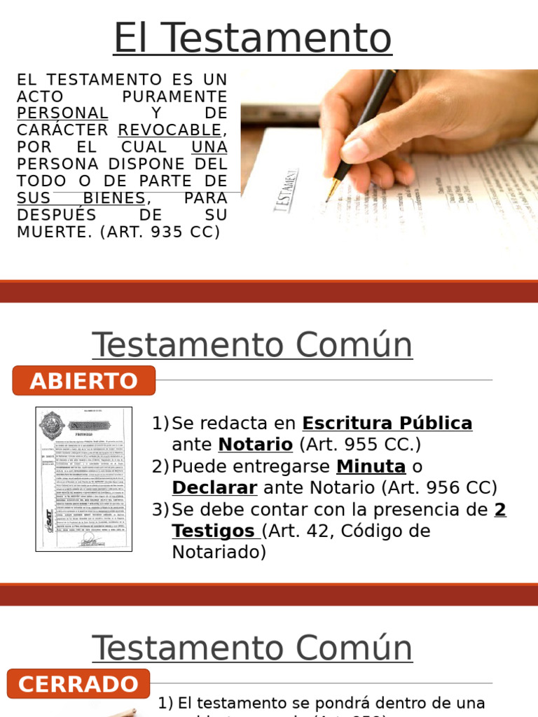 El Testamento | PDF | Voluntad y testamento | Derecho Civil (Common Law)