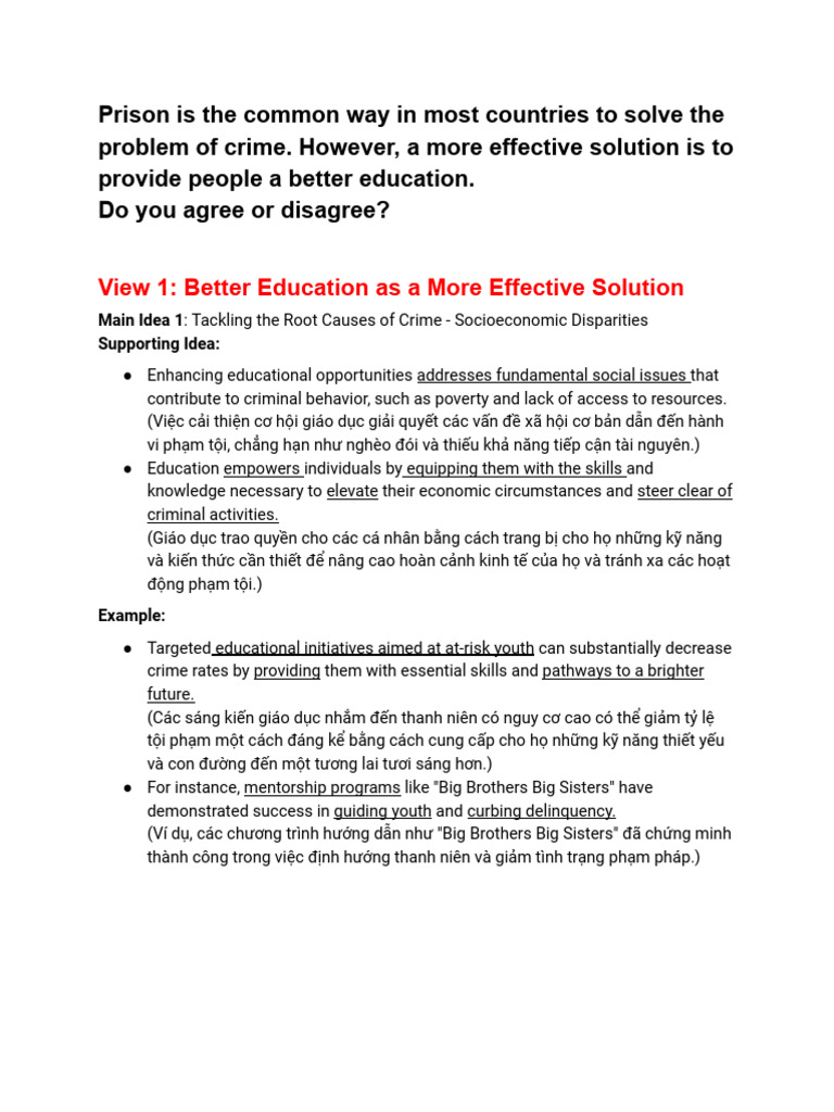 opinion essay - prison - education | PDF