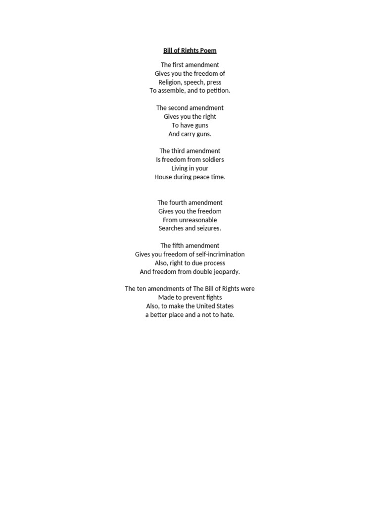 Bill of Rights Poem | PDF