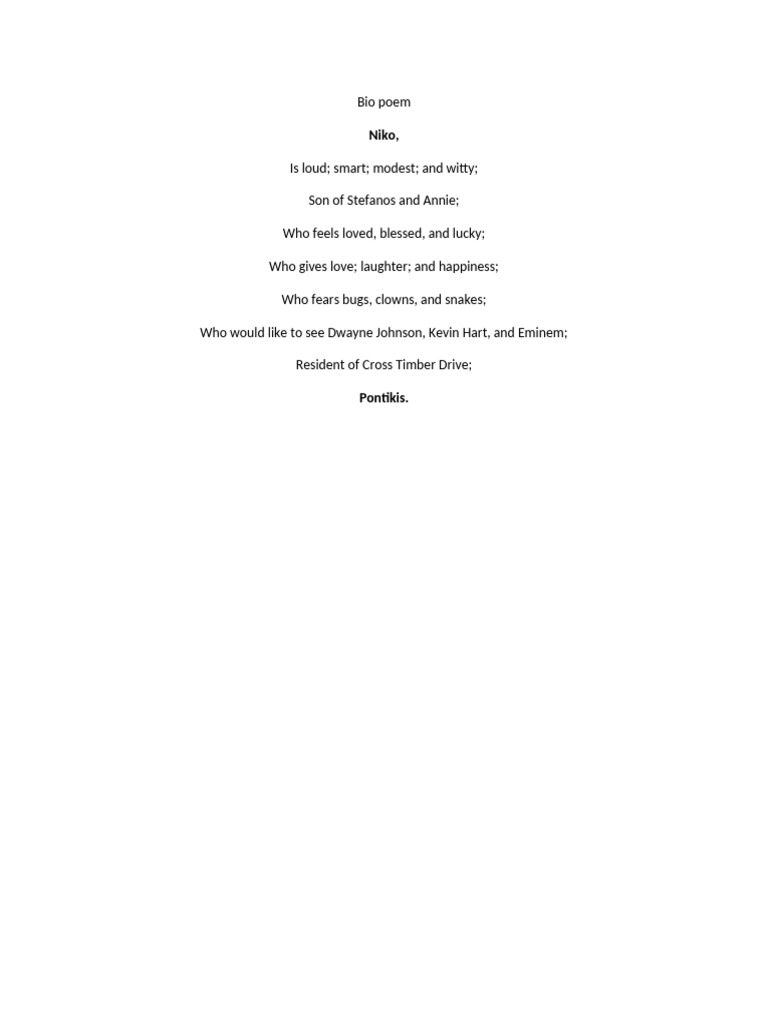 Bio Poem | PDF