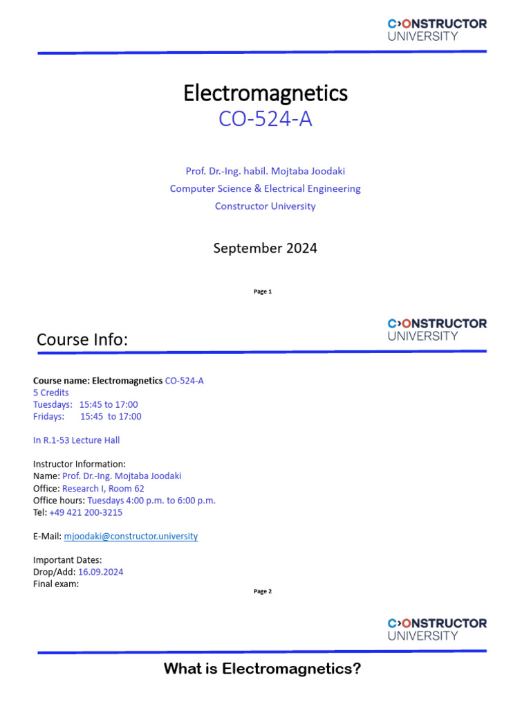 Electromagnetics Intro | PDF